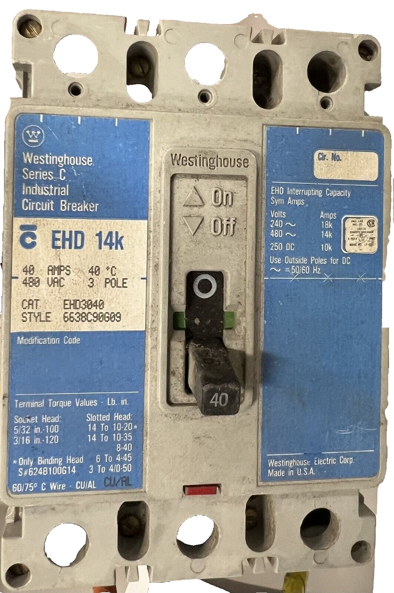 Westinghouse EHD3040 Circuit Breaker (40V-480VAC) – flyoffthetruck.com
